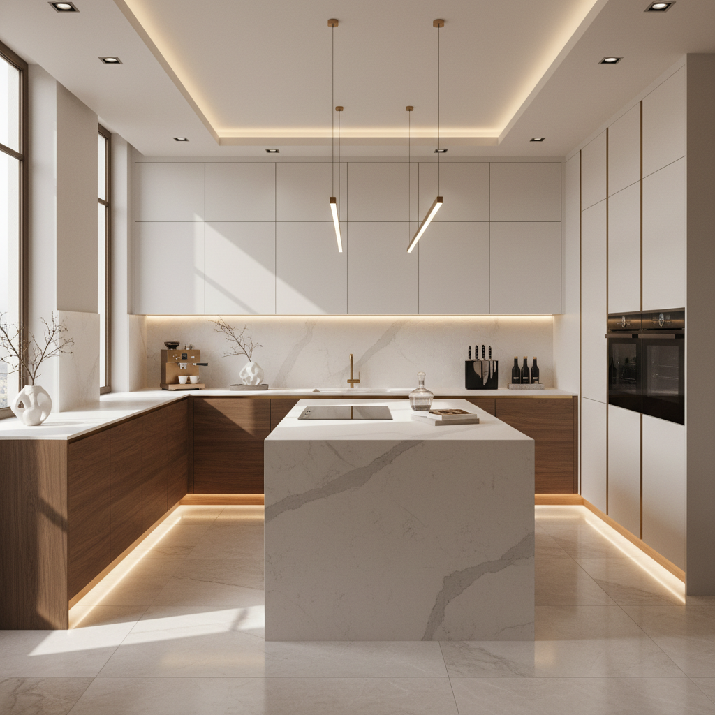 Find Tahiti Samoa Teak & Frosty White Modern U-Shaped Kitchen Design ...